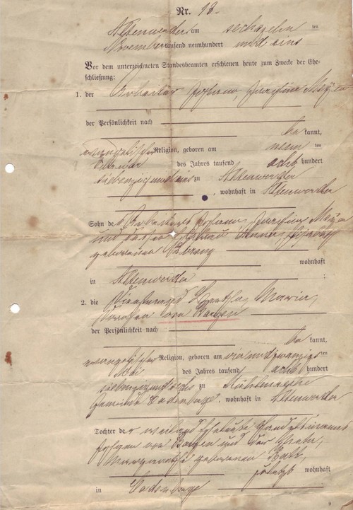 Old marriage certificates from Germany issued over 80 years ago